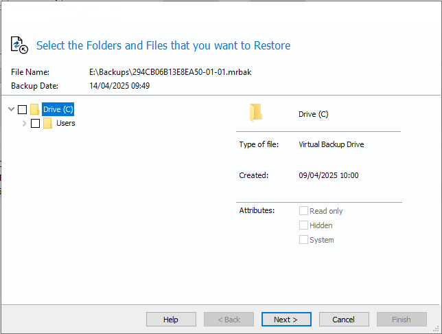 Restoring File and Folder Backups